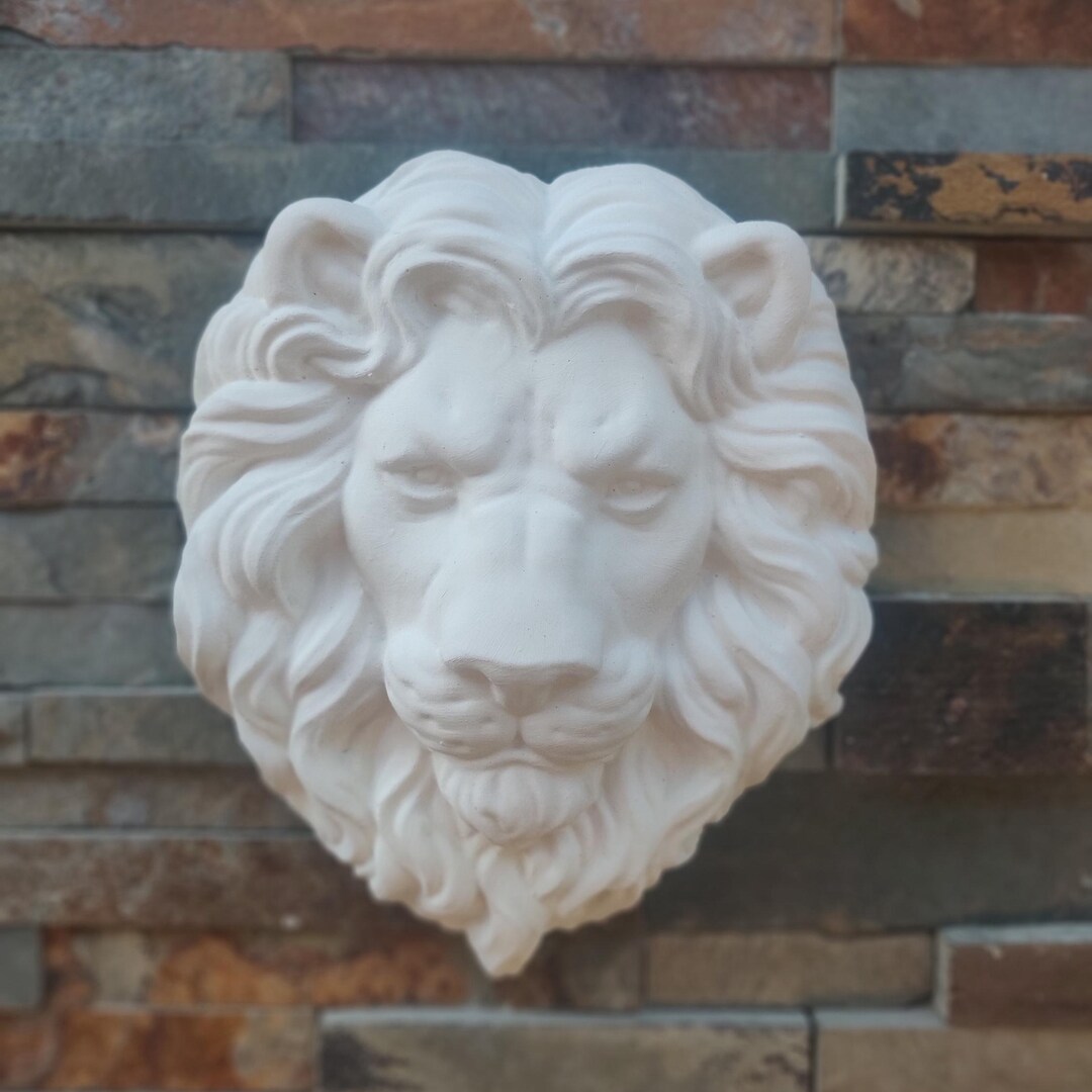 Custom Hand Painted Lion Head Wall Plaque, White or Black With Gold ...