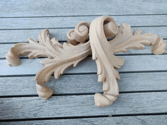 Wood Carved Baroque Furniture Applique Floral Ornament Onlay Detail for Repair Restoration Antique Vintage Classic Style Acanthus Leaves Etsy