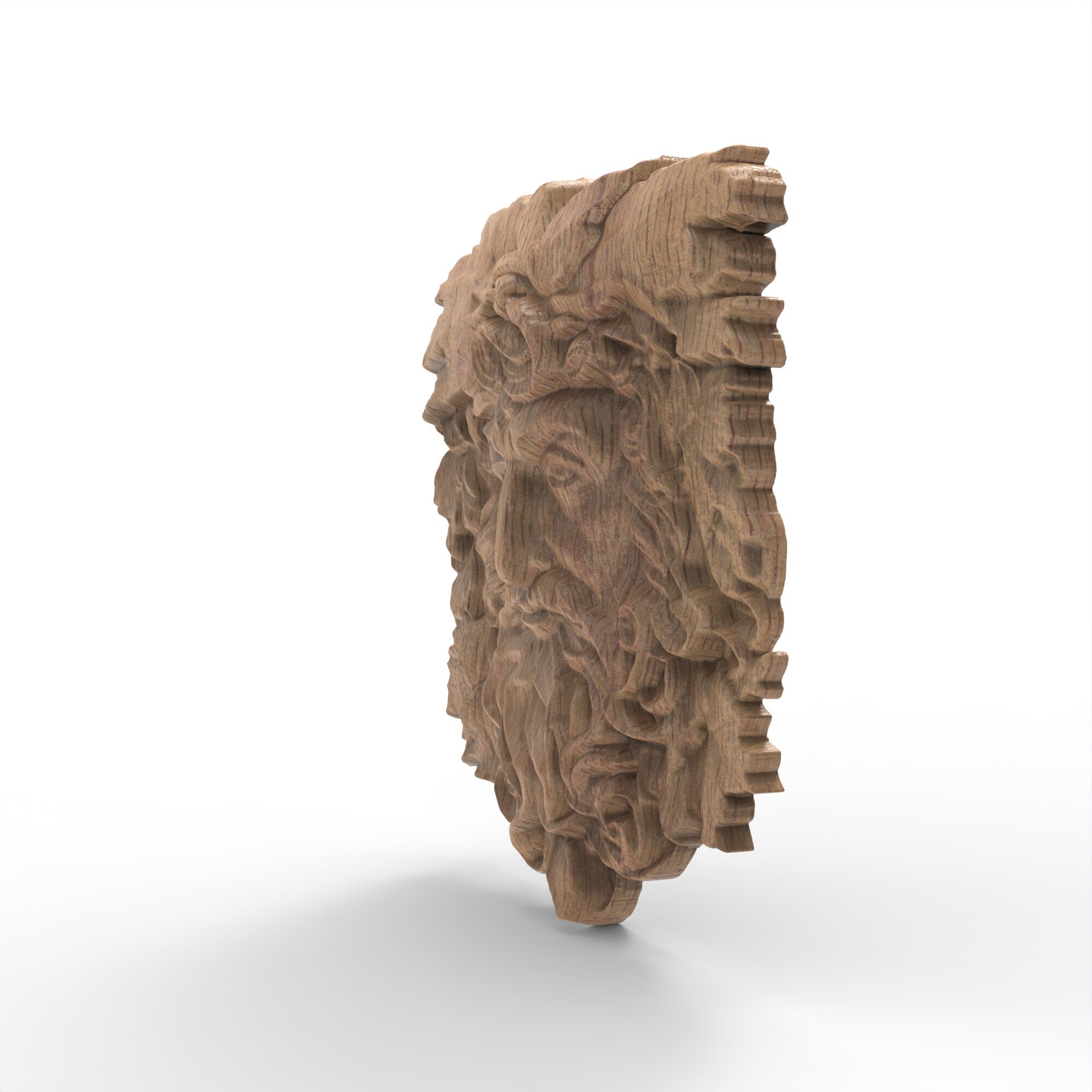 Wood Carved Green Man Pagan Forest Wall Plaque Furniture Applique ...
