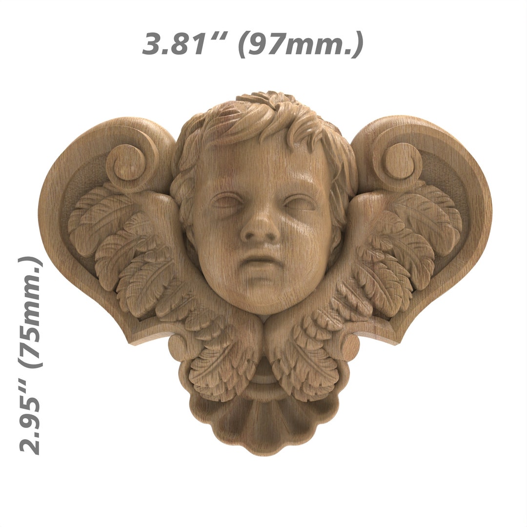 Hand Carved Angel Cherub Vintage Furniture Applique Center Piece ...