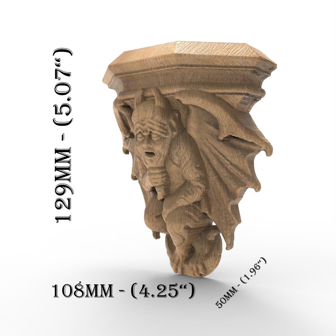 Wood Carved Gothic Corbel Gargoyle Devil Victorian Wall Hanging ...