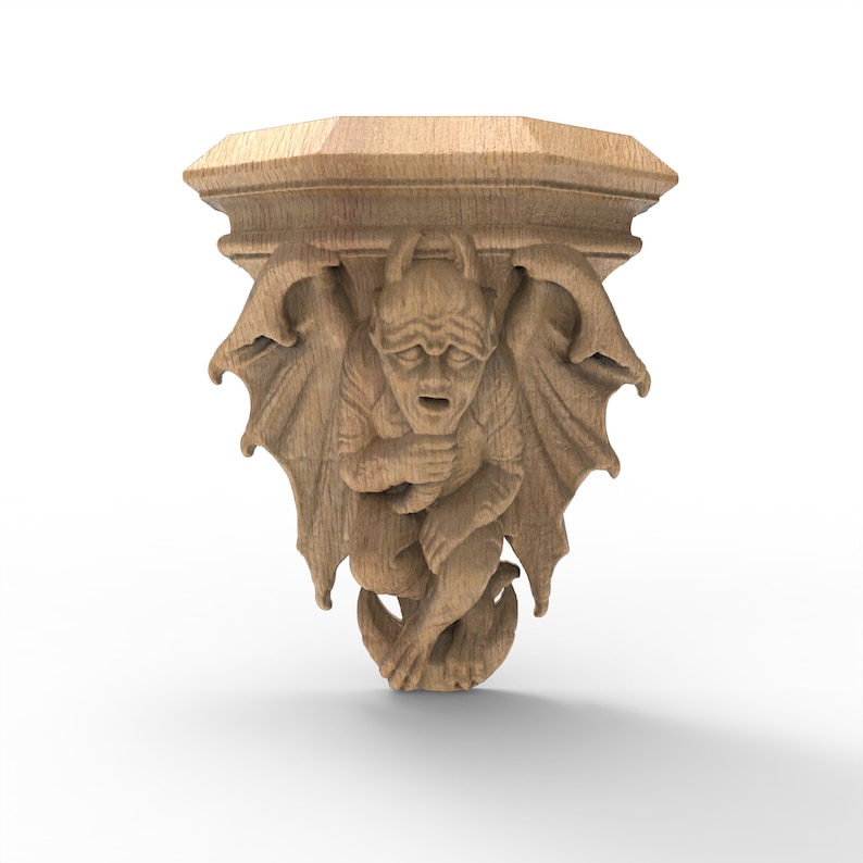 Wood Carved Gothic Corbel Gargoyle Devil Victorian Wall - Etsy