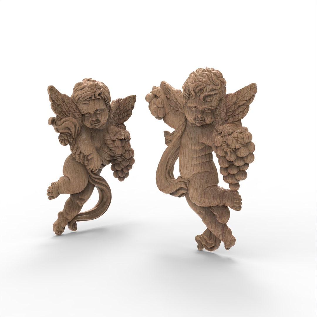 Wood Carved Angels Cherub Figure Wall Hang Furniture Shelf - Etsy