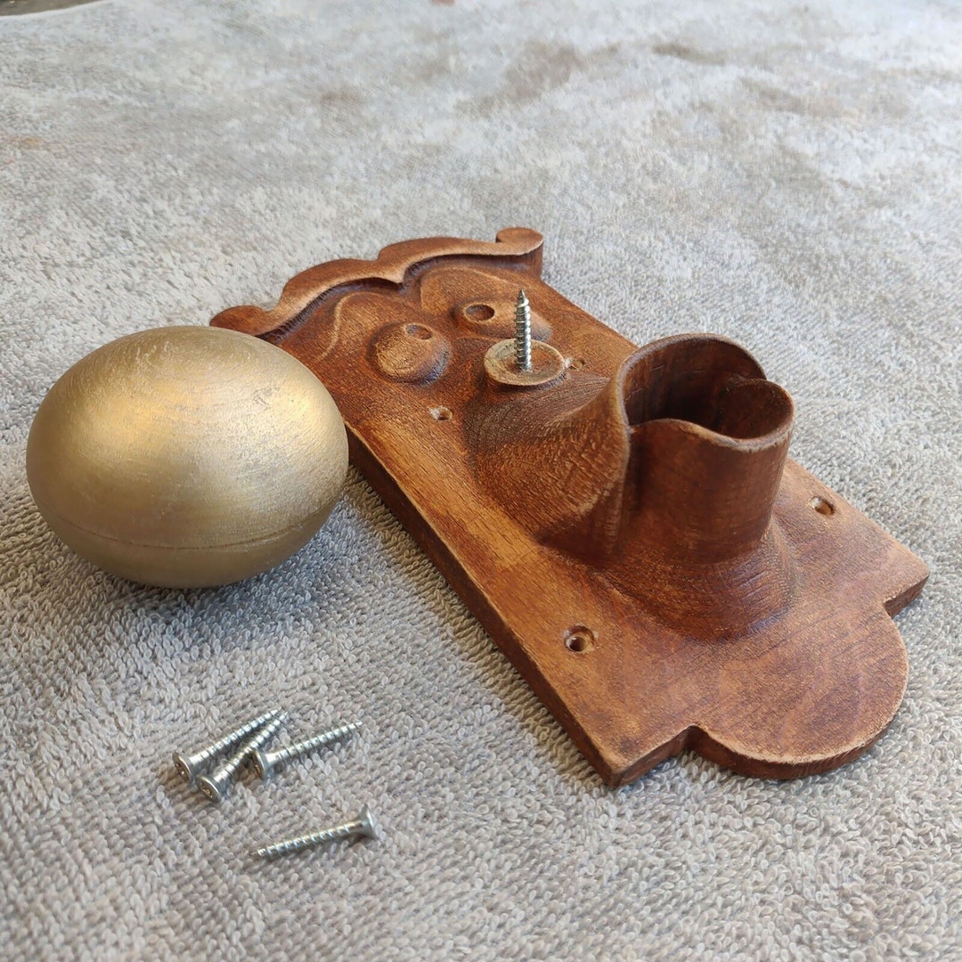 Door Knob Pull Handle With Keyhole Round Solid Wood Pull Handle Knob ...