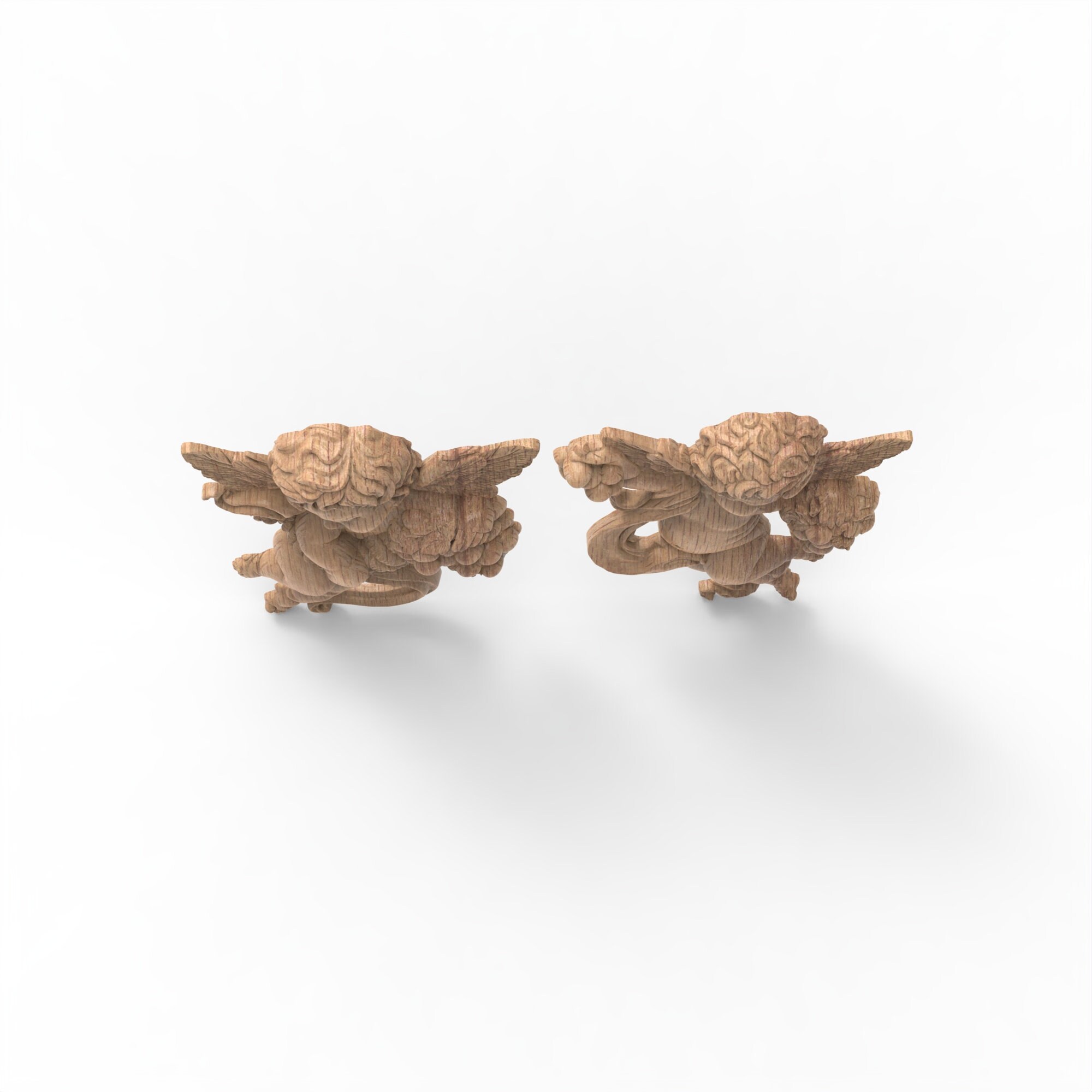 Hand Carved Wooden Angel Hand Carved Cherub Angel Religious Decor ...