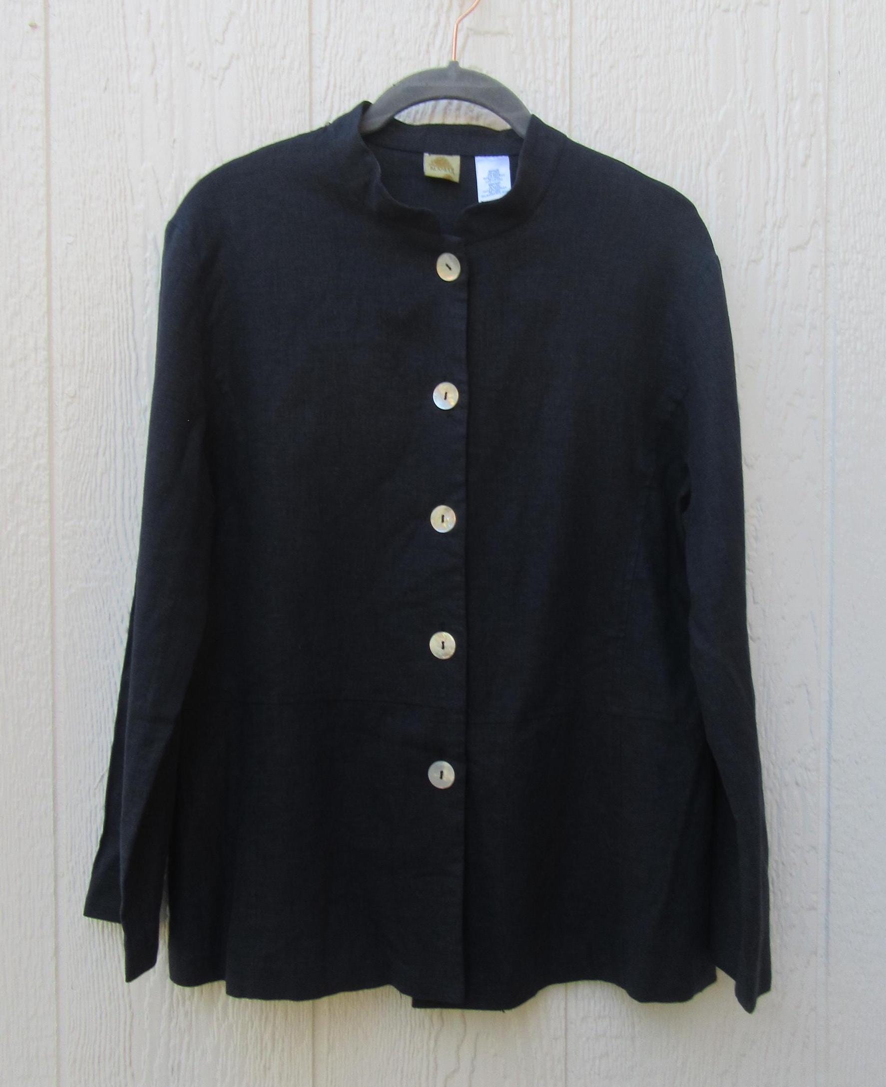 90's Navy Blue Duster Linen Blend Duster Boxy Overshirt Medium Size ...