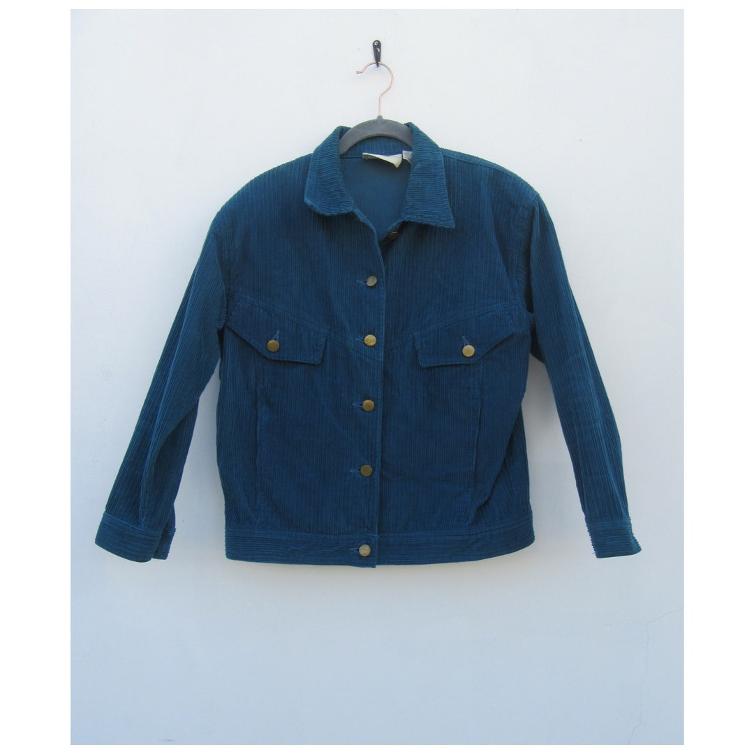 90's Teal Blue Whale Cord Jacket | Women's Corduroy Jacket | Corduroy ...