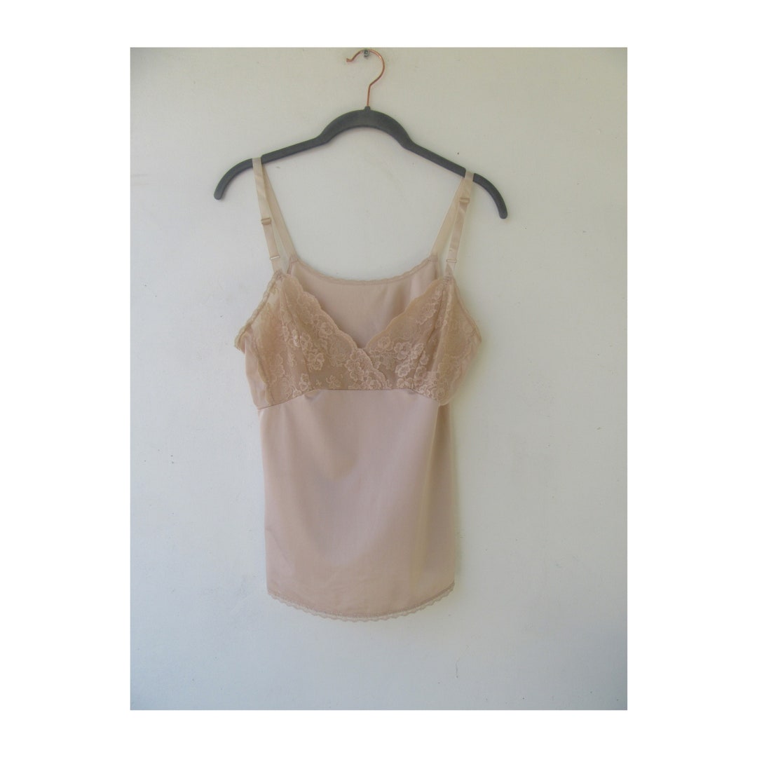 90's Peach Floral Lace Camisole Satin Top Silky Camisole Floral Lace ...