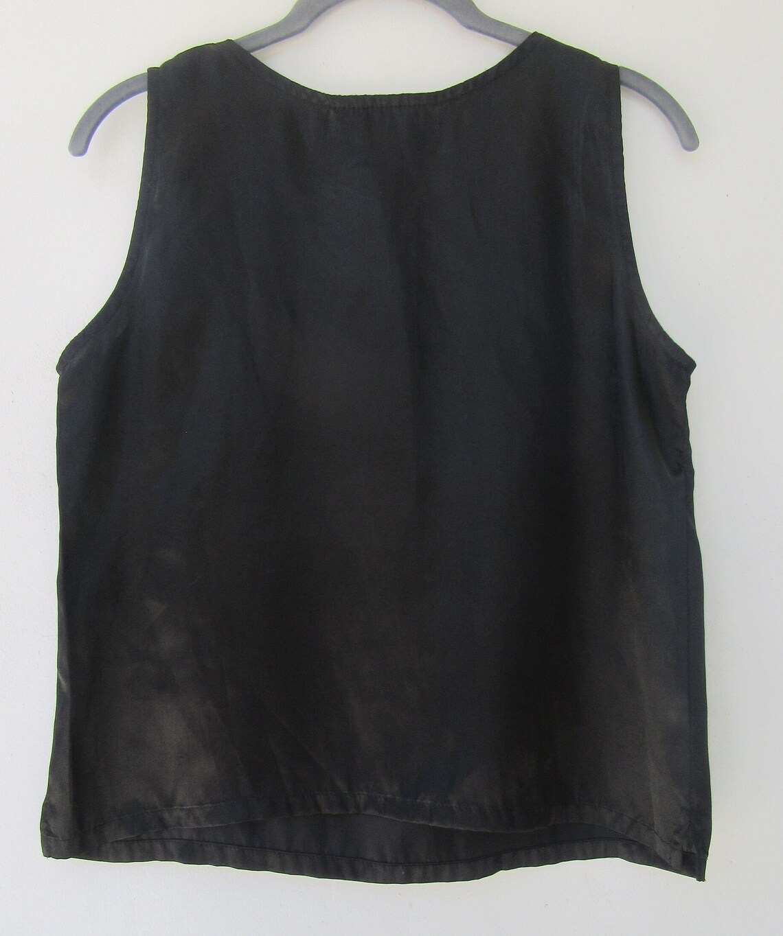 90's Black Satin Shell Tank Sleeveless Top Shell Top Summer Top Shell ...