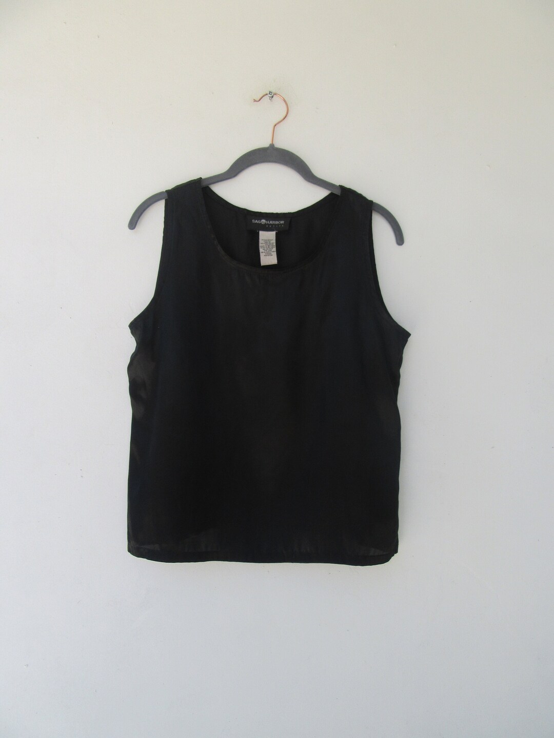 90's Black Satin Shell Tank Sleeveless Top Shell Top Summer Top Shell ...