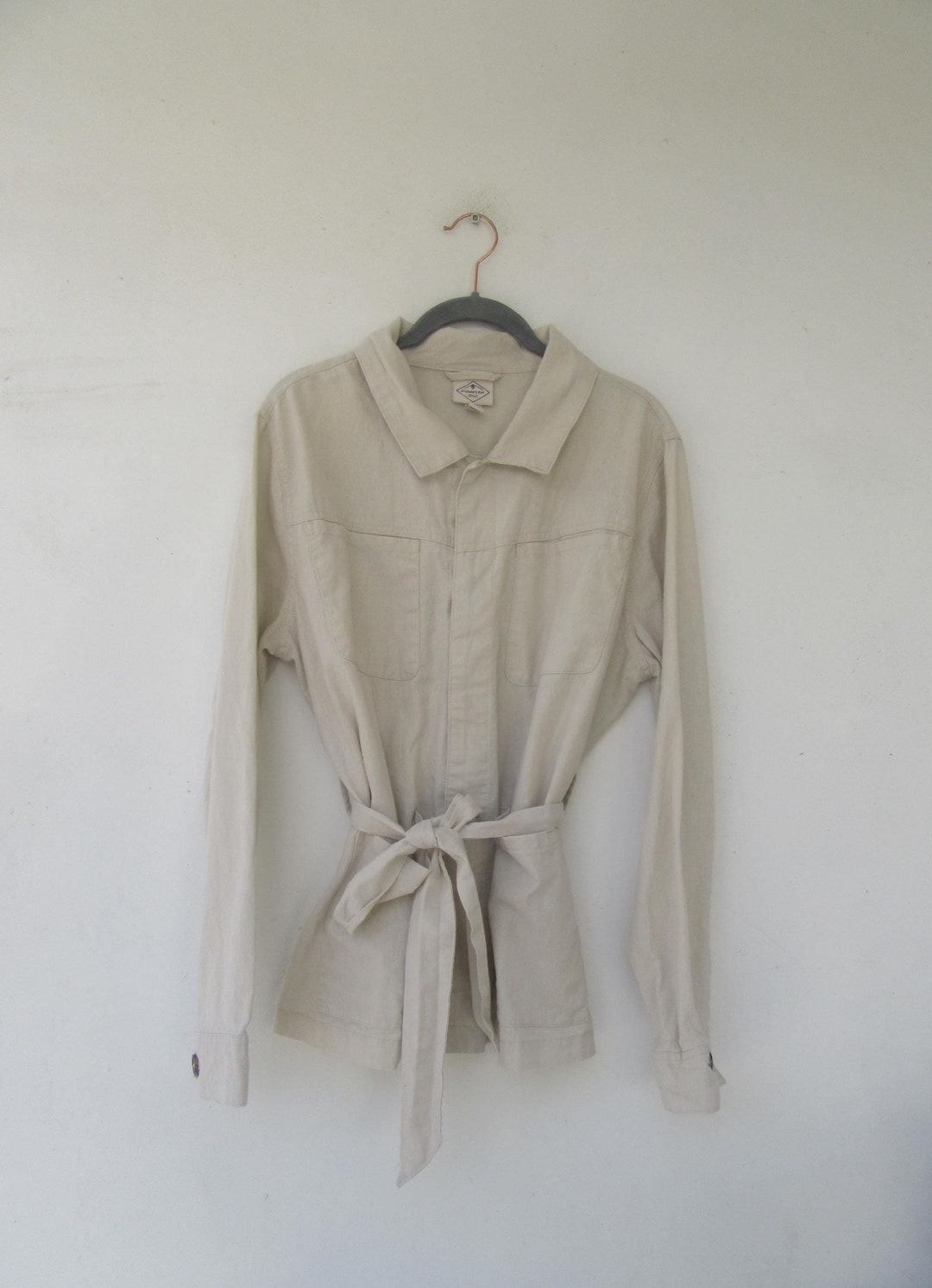 90's Linen Belted Chore Jacket | Barn Jacket | Chore Coat | Work Jacket ...