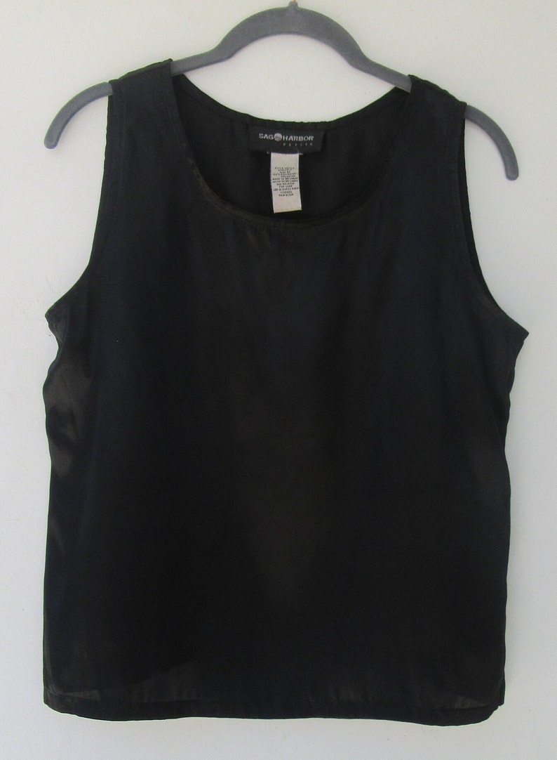 90's Black Satin Shell Tank Sleeveless Top Shell Top Summer Top Shell ...