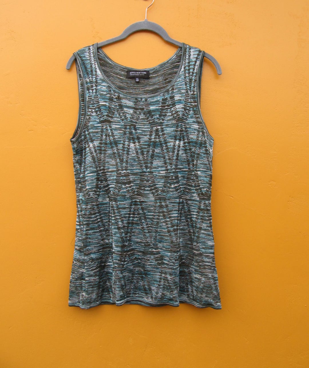 90s Turquoise Slinky Tank Top: Petite Sleeveless Blouse - Etsy