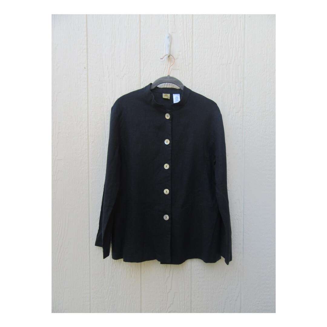 90's Navy Blue Duster Linen Blend Duster Boxy Overshirt Medium Size ...