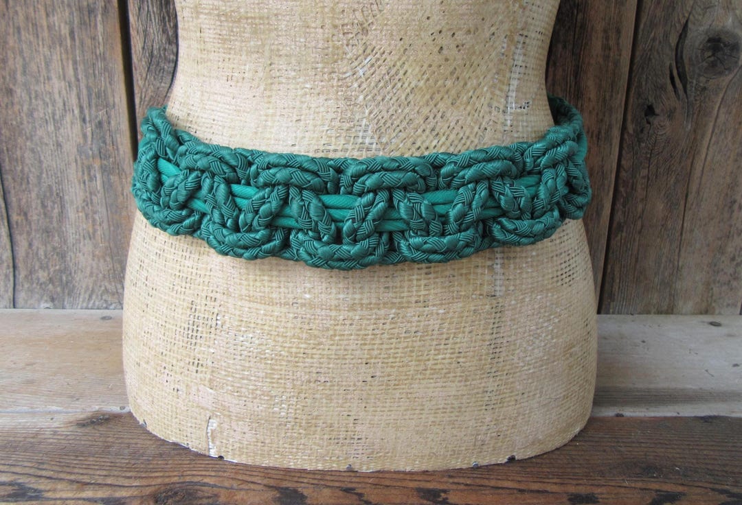 80s Turquoise Braided Rope Belt: Hook & Eye Closure - Etsy
