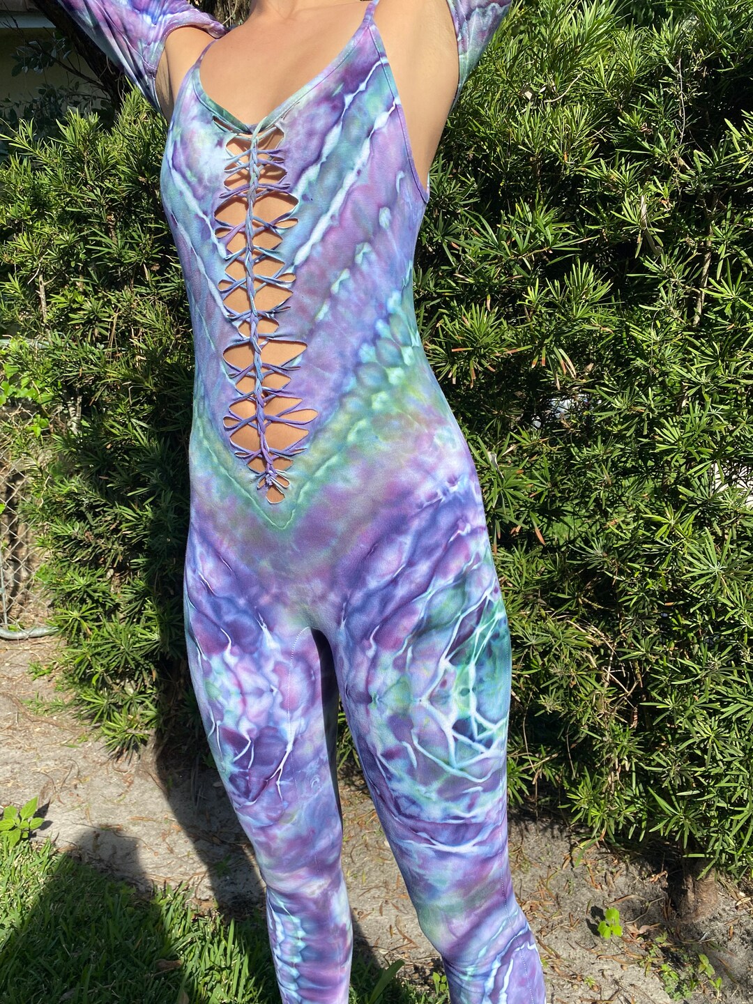 Jungle Slit Catsuit Rave Bodysuit Festival Outfit Cotton - Etsy