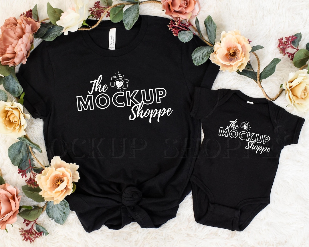 Mommy and Me Mock-up, Bella Canvas 3001 Black, Group Mockup, Family ...
