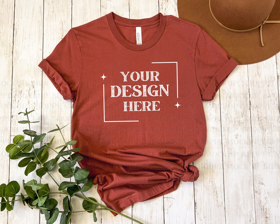 3001 Rust, Bella Canvas 3001 Mockup, Bella Mockup, Boho Tshirt Flat Lay ...