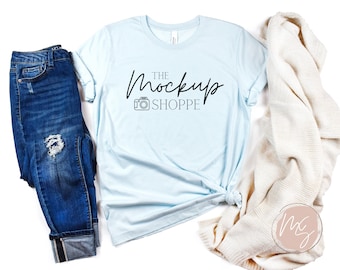 Bella Canvas 3001 Mockup Heather Ice Blue Shirt Mockup - Etsy