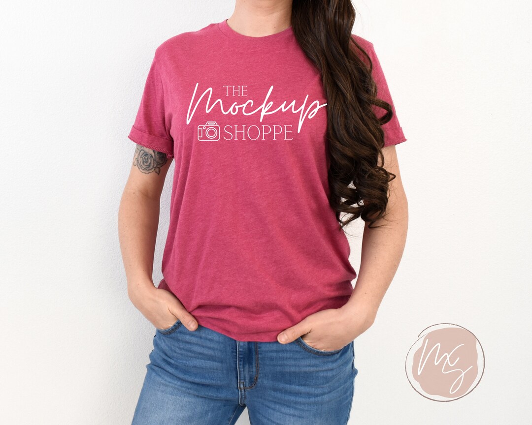 Heather Raspberry, Bella Canvas Model Mockup, Bella Canvas 3001 Mockup ...
