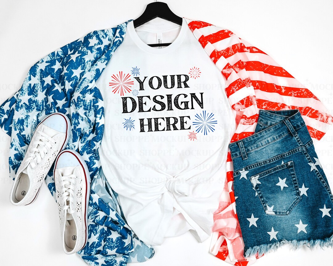 4th of July Mockup, White Bella Canvas 3001 Mockup, Bella Mockup ...