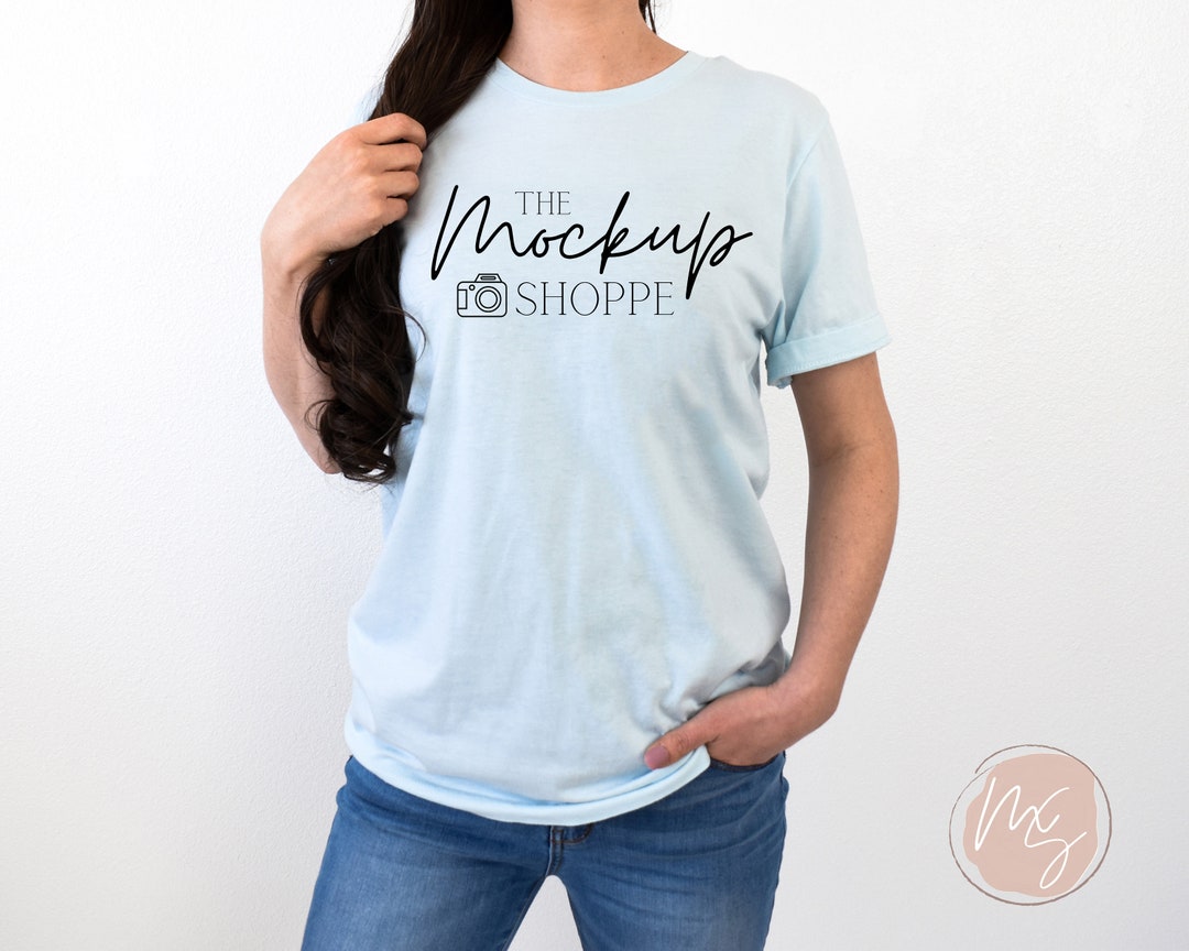 Heather Ice Blue Bella Canvas 3001 Model Mockup, 3001 Mockup, Simple ...