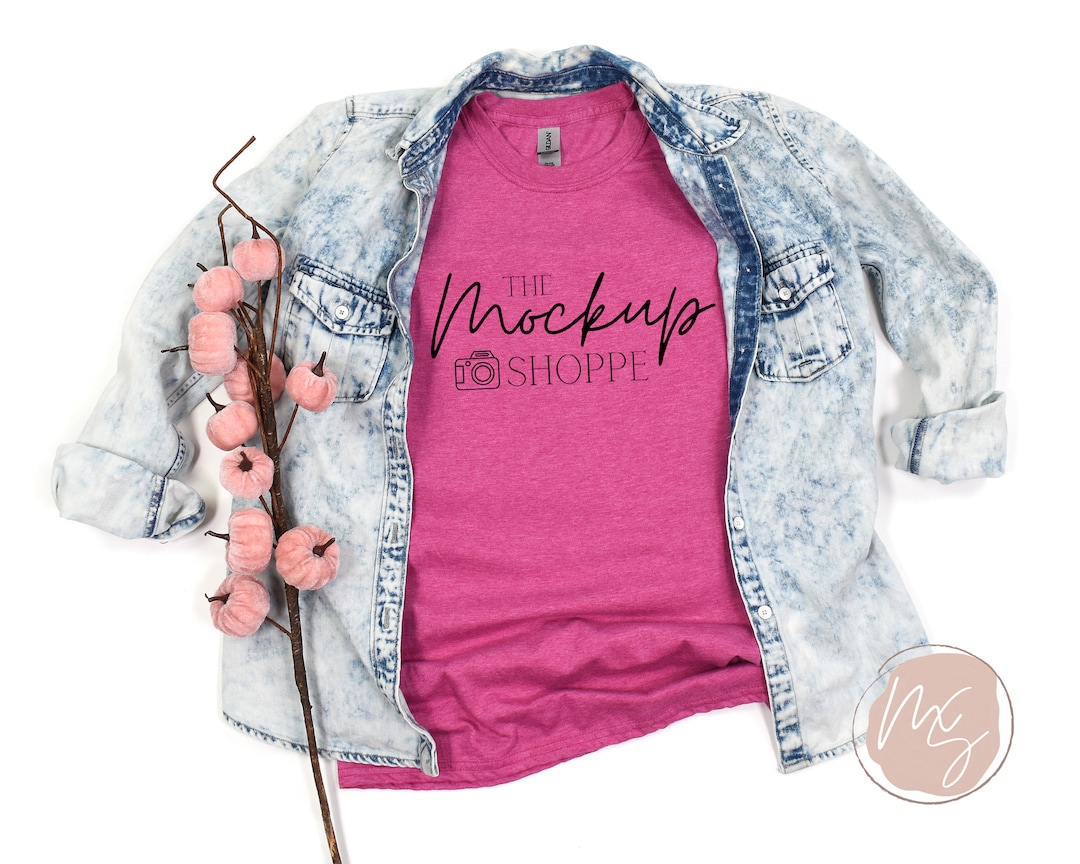 Gildan 64000 Mockup Heather Berry, Gildan Softstyle Tshirt Mockup Fall ...