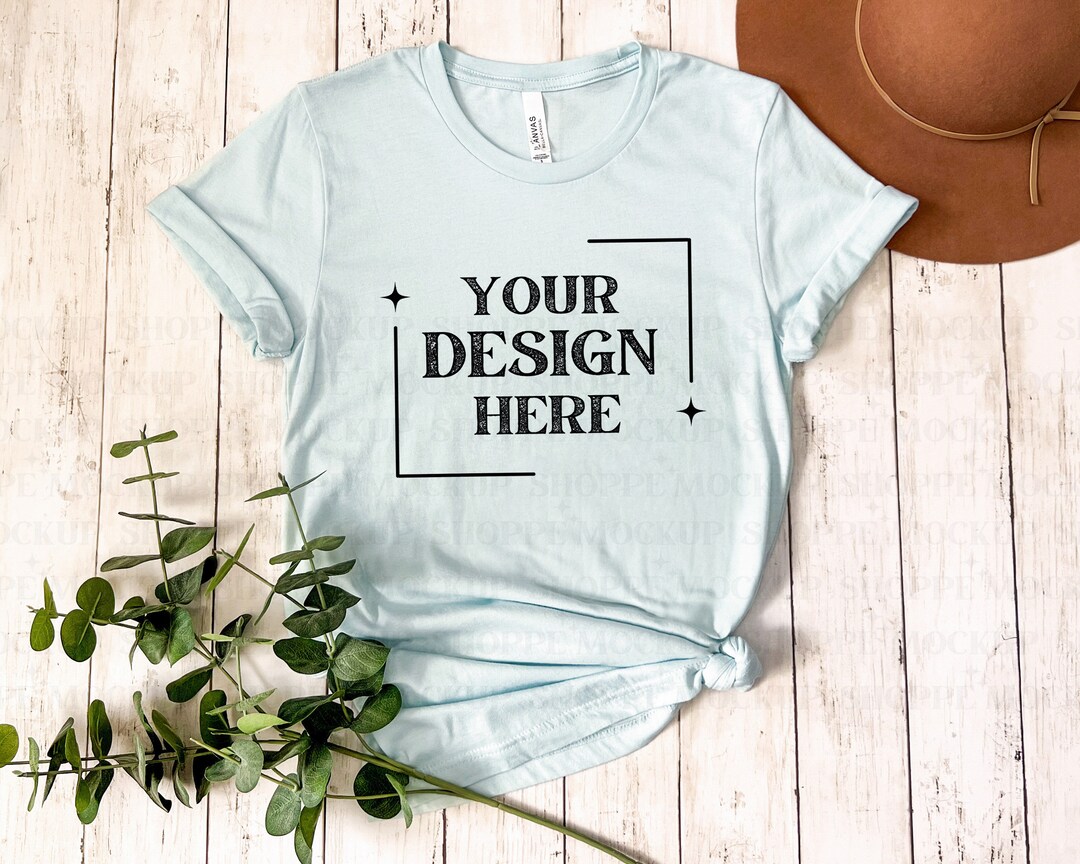 Heather Ice Blue, Bella Canvas 3001 Mockup, Bella Mockup, Boho Tshirt ...