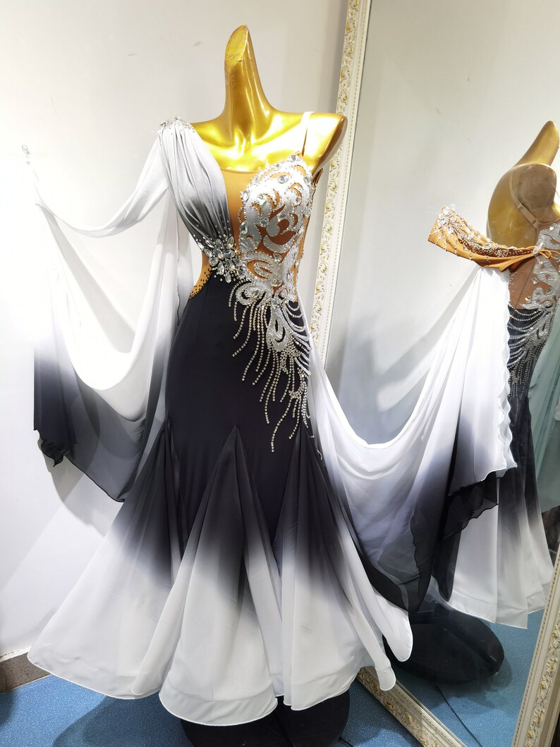 Gradient Black and White Ballroom Dance Dress Smooth Dress Standard ...