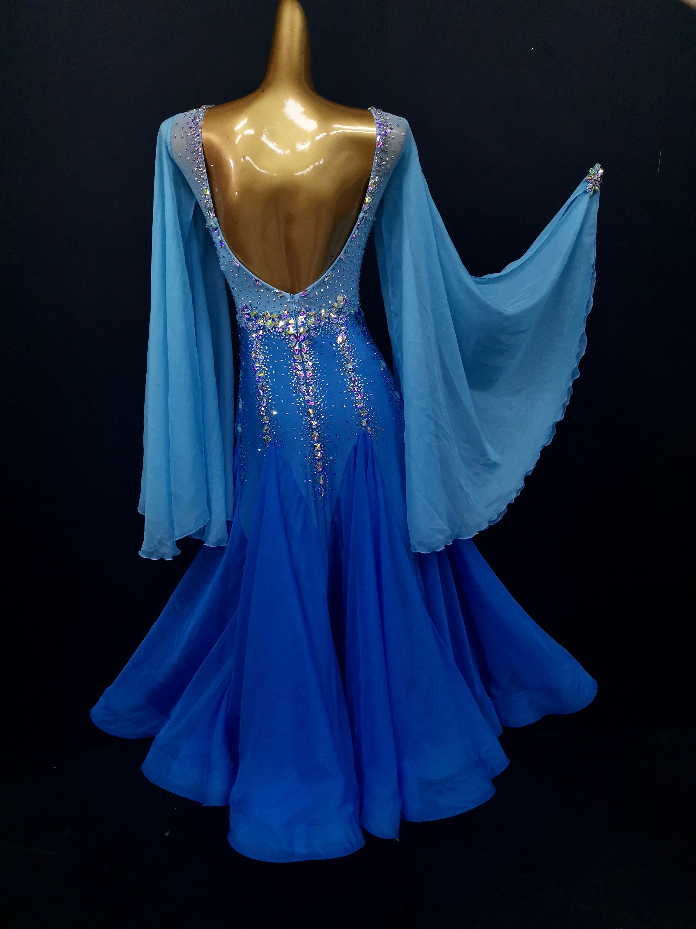 Ombre Blue Ballroom Dress With Crystals Smooth Dress Standard Dress ...