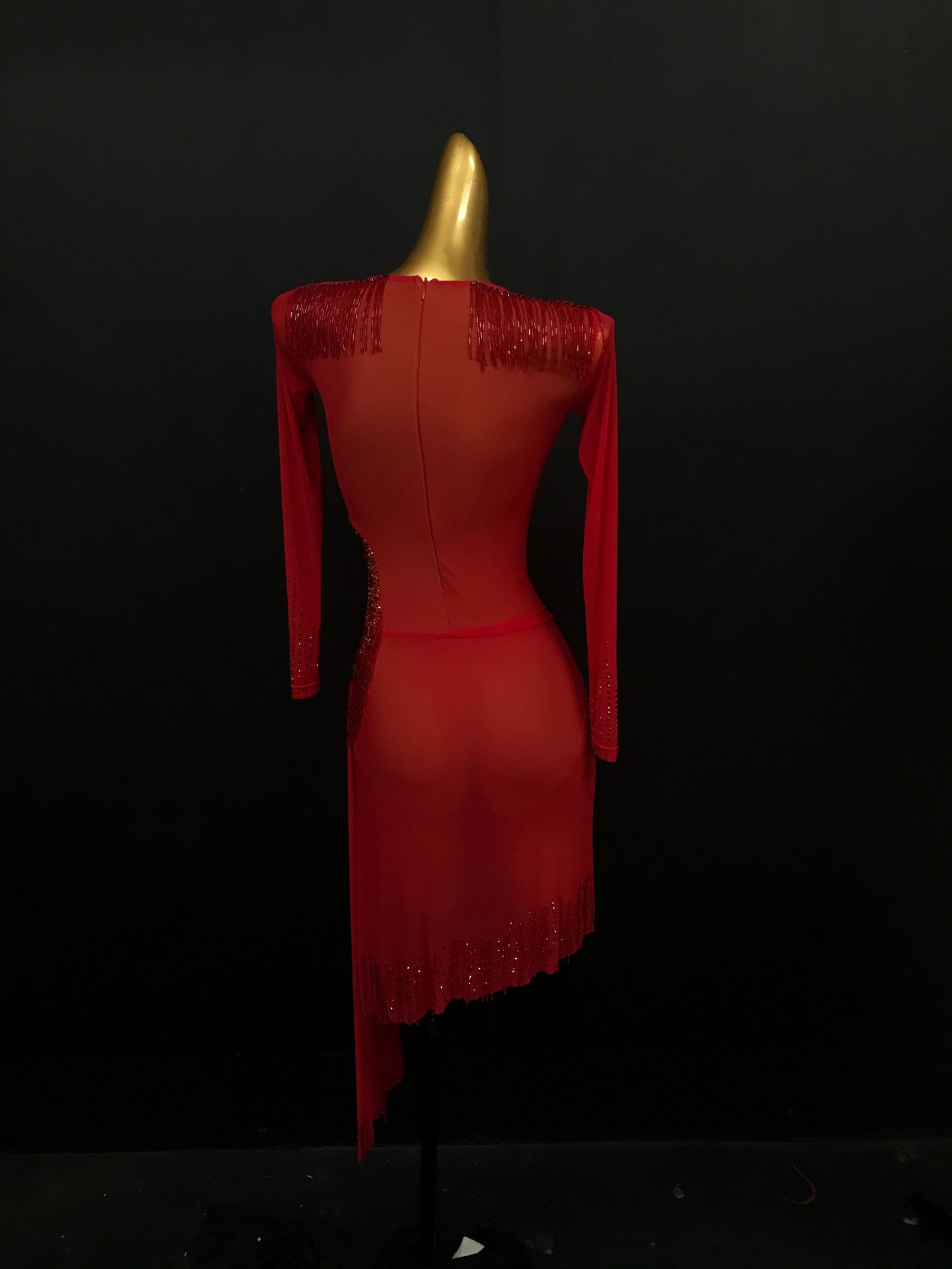 Red Latin Dress Rhythm Dress With Beaded Fringe L0155 - Etsy