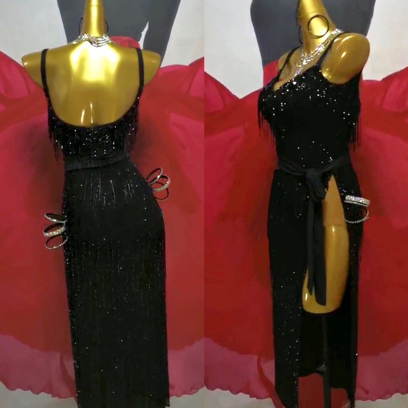 Argentine Tango Dress Sparkling Black Latin Dress | Etsy