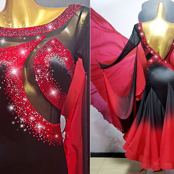 Black and Red Ballroom Dress - Etsy