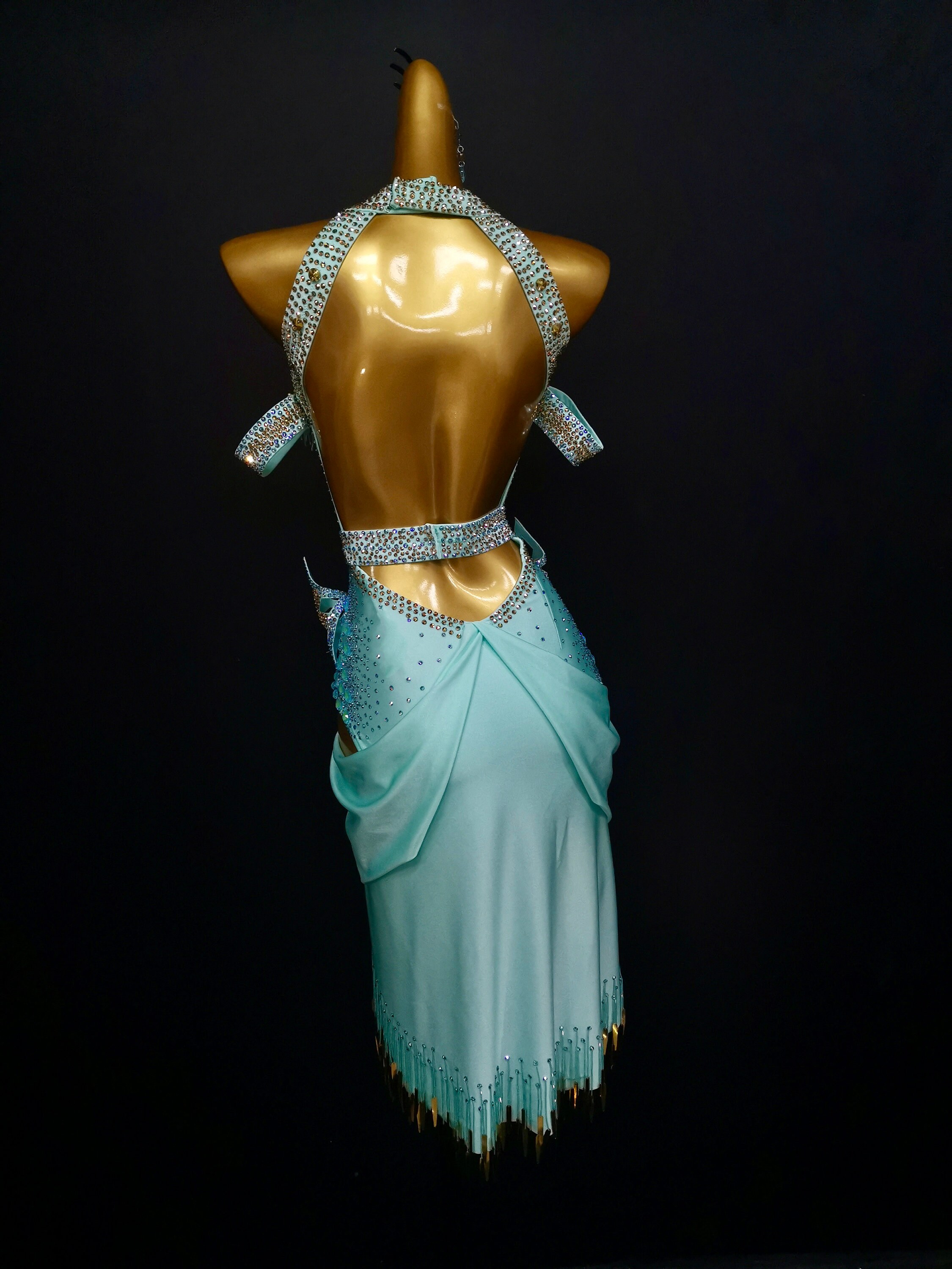 Light Blue Latin Dress Rhythm Dress With Belt and Open Back L0127 - Etsy