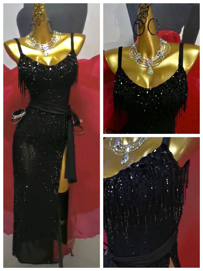 Argentine Tango Dress Sparkling Black Latin Dress | Etsy