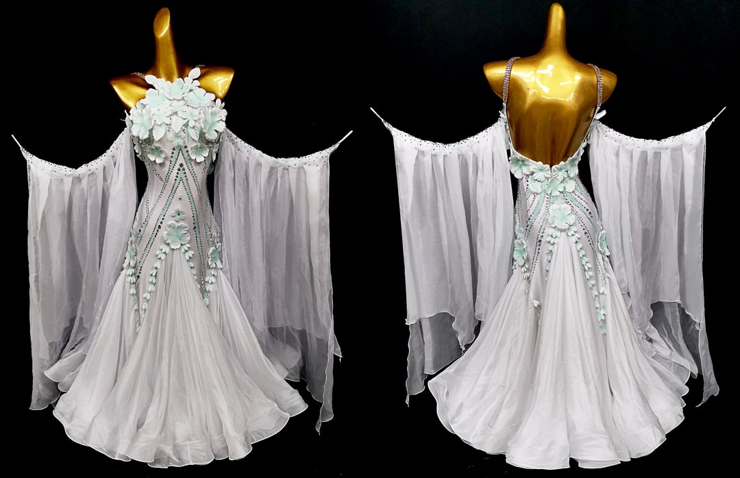 White Floral Ballroom Dance Dress Smooth Dress Standard Dress B0010 - Etsy
