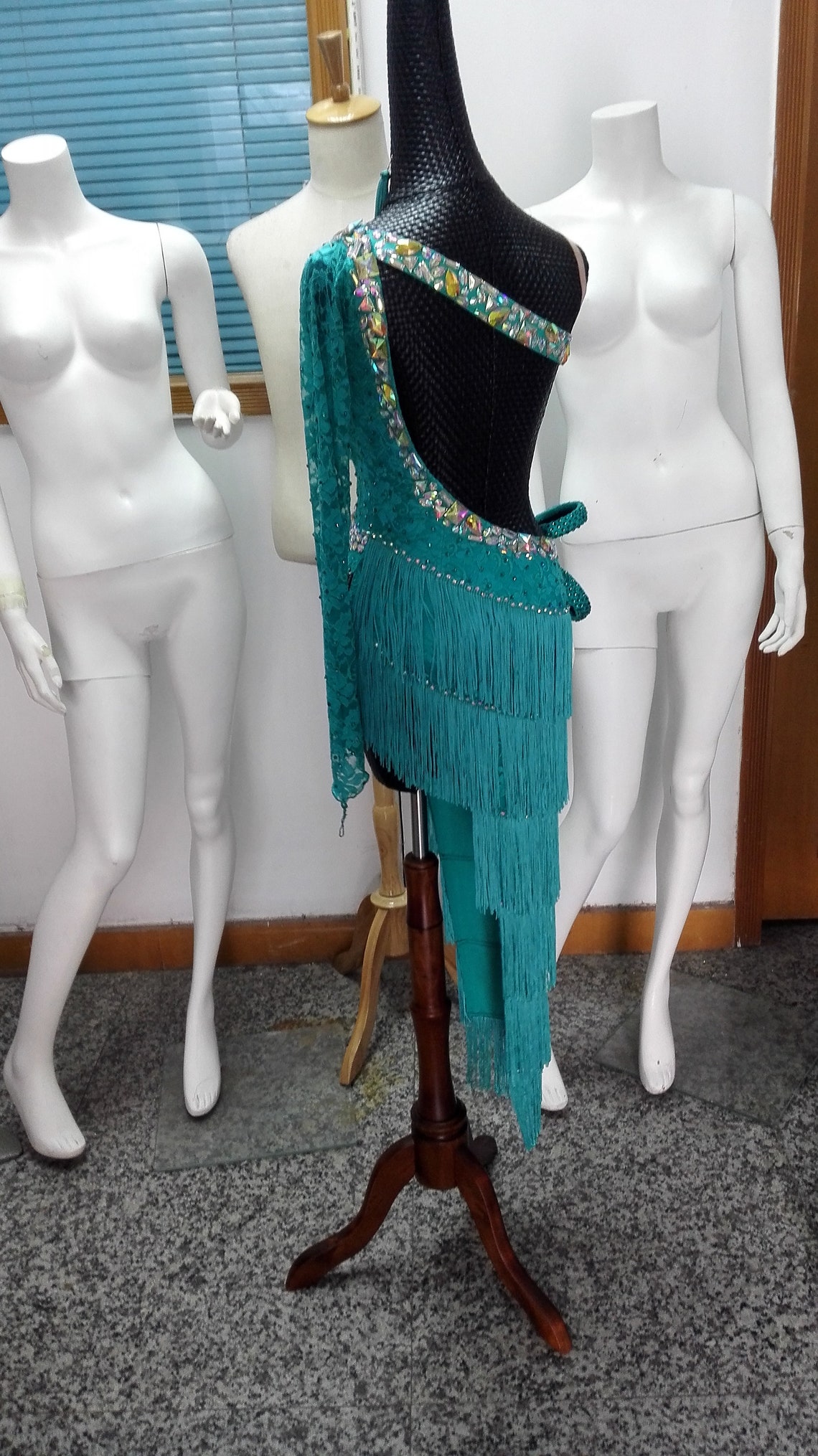 Turquoise Fringe Latin Dance Dress Turquoise Rhythm Dress L0037 - Etsy