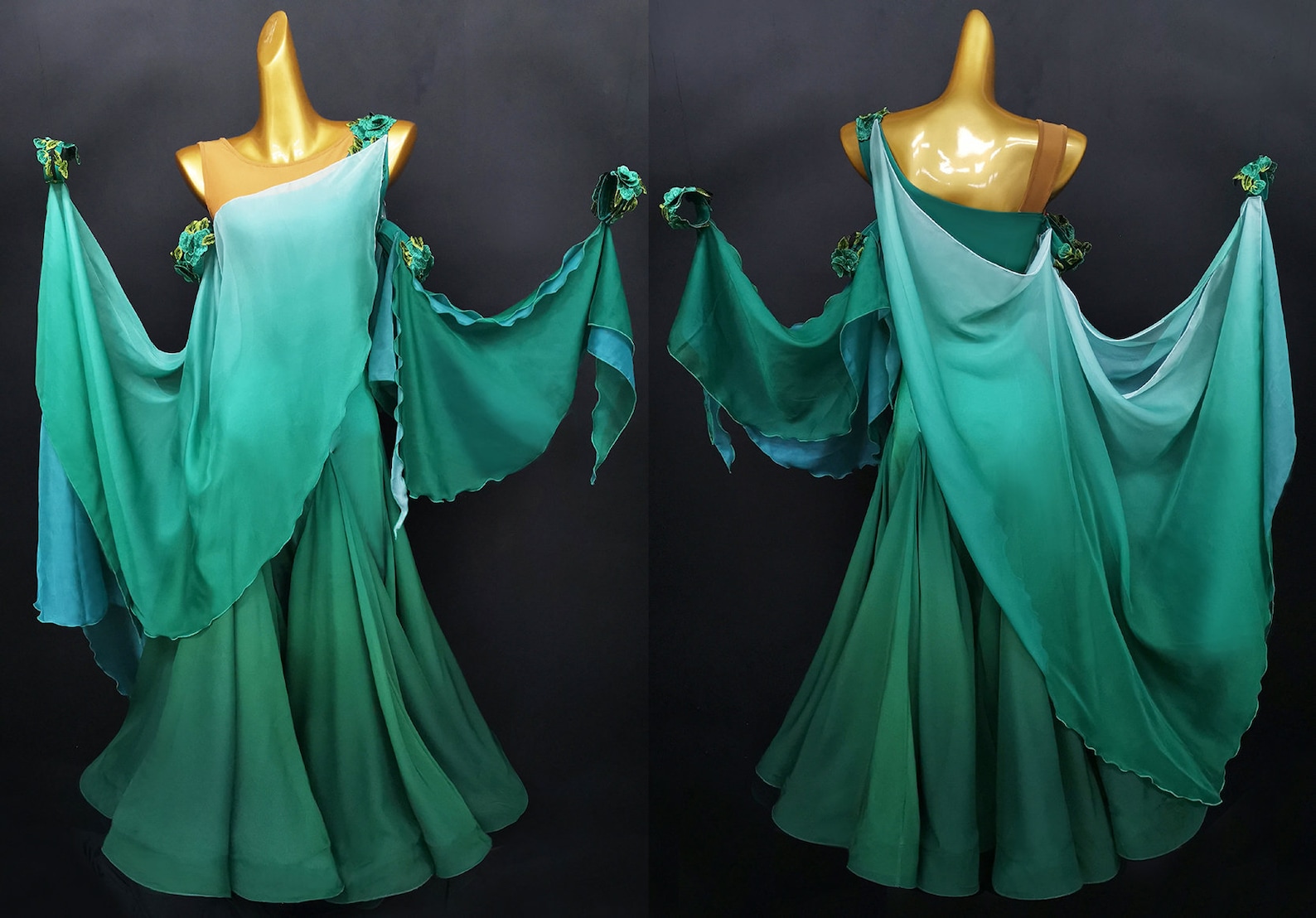 Ombre Green Ballroom Dance Dress Ombre Green Smooth Dress B0009 - Etsy