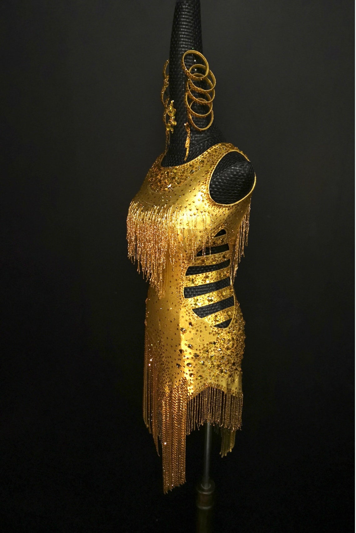 Gold Latin Dress With Beaded Fringe L0036 - Etsy