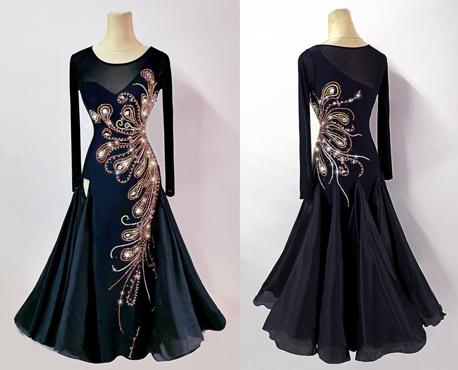 Ballroom Dress Smooth Dress With Tail Patterns and Crystals B0081 - Etsy