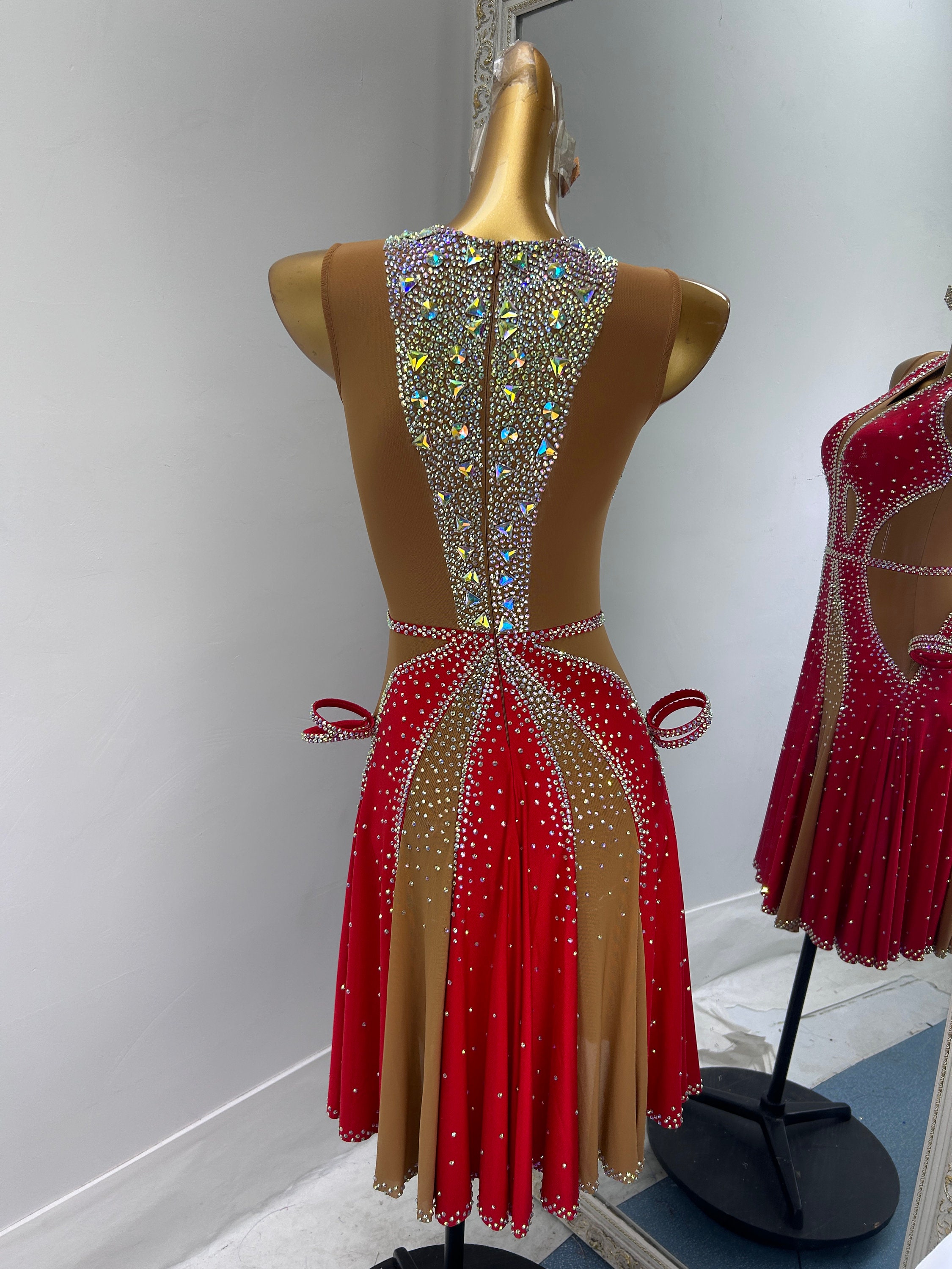 Red Latin Dance Dress Red Rhythm Dress With Crystals L0140 - Etsy
