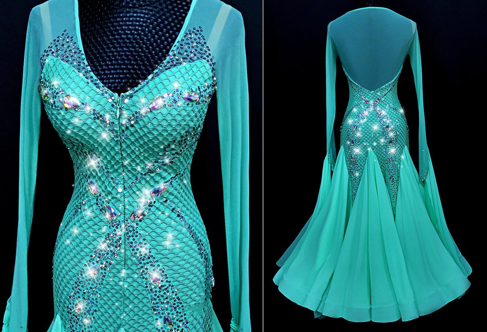 Sparkling Aquamarine Ballroom Dress Turquoise Smooth Dress Standard ...