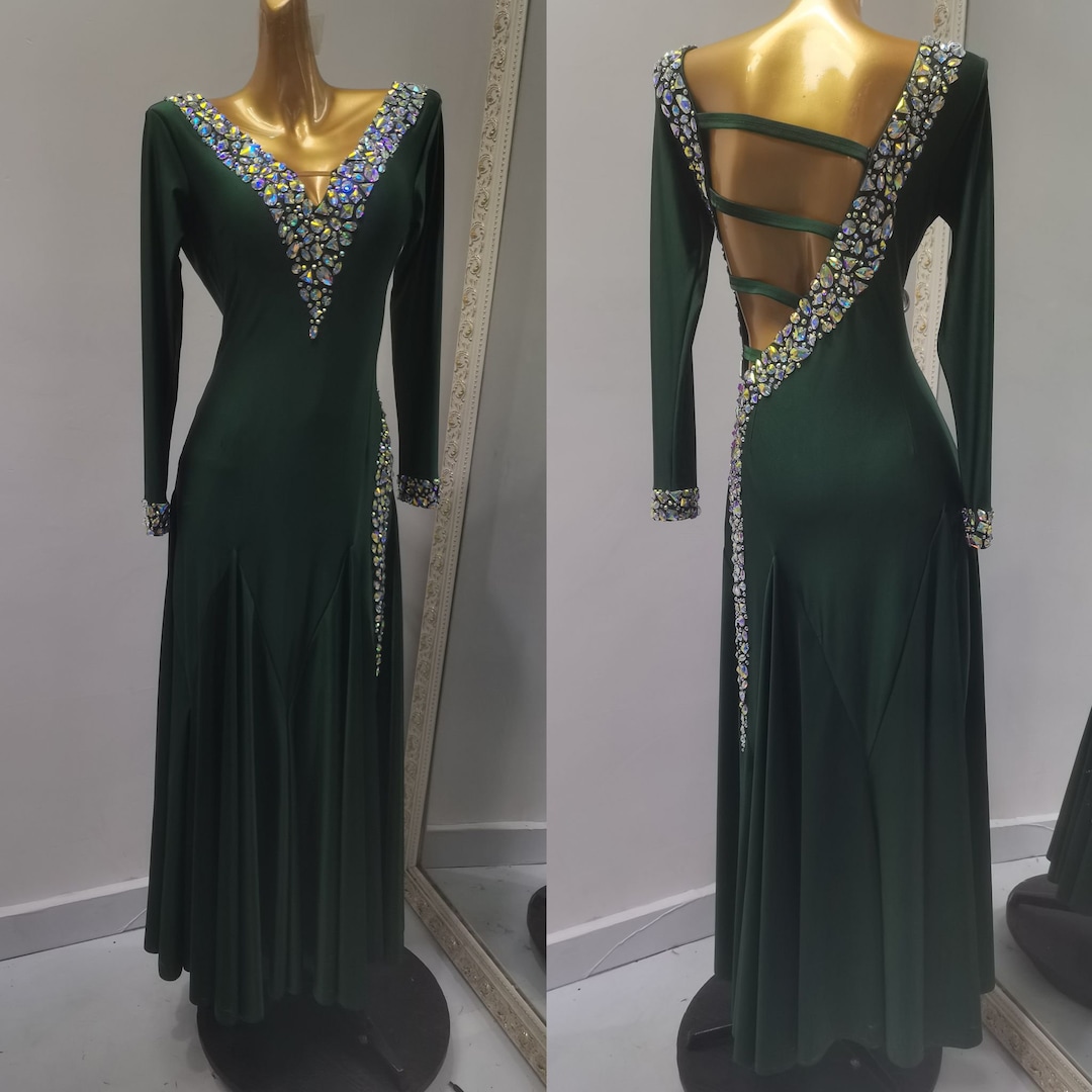 Dark Green Smooth Dress Withopen Back B0125 - Etsy