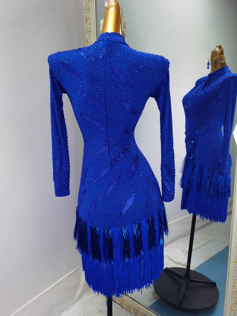 Royal Blue Latin Dress With Fringe and Tassels Rhythm Dress Fringe ...