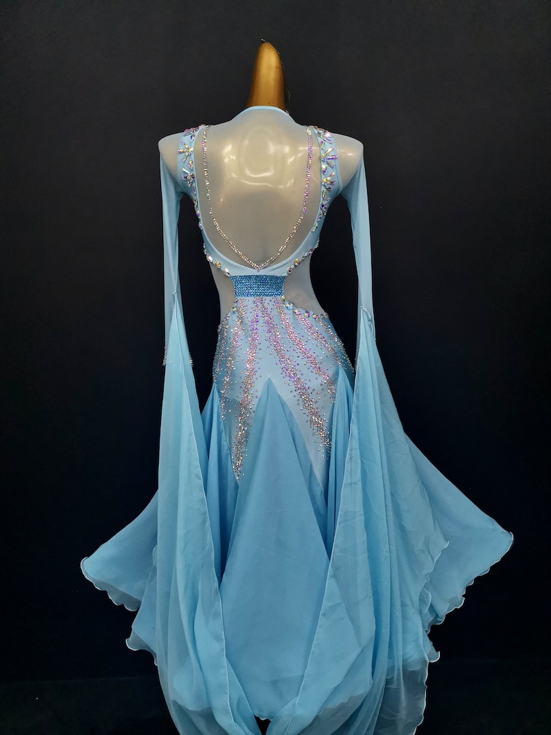 Light Blue Sparkling Ballroom Dance Dress Smooth Dress Standard Dress ...