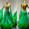 Dark Green Latin Dance Dress With Mesh Latin Dress Rhythm Dress L0158 ...
