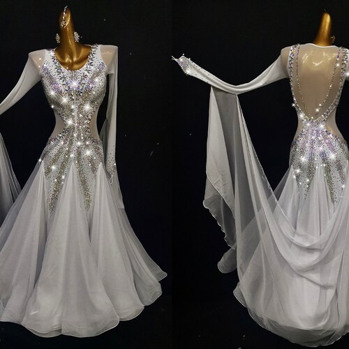 White Sparkling Ballroom Dance Dress Smooth Dance Dress With - Etsy