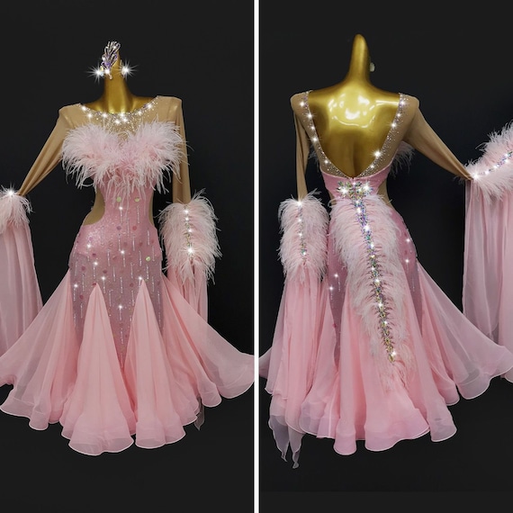 Pink Ballroom Dress With Back Tail Details - Etsy