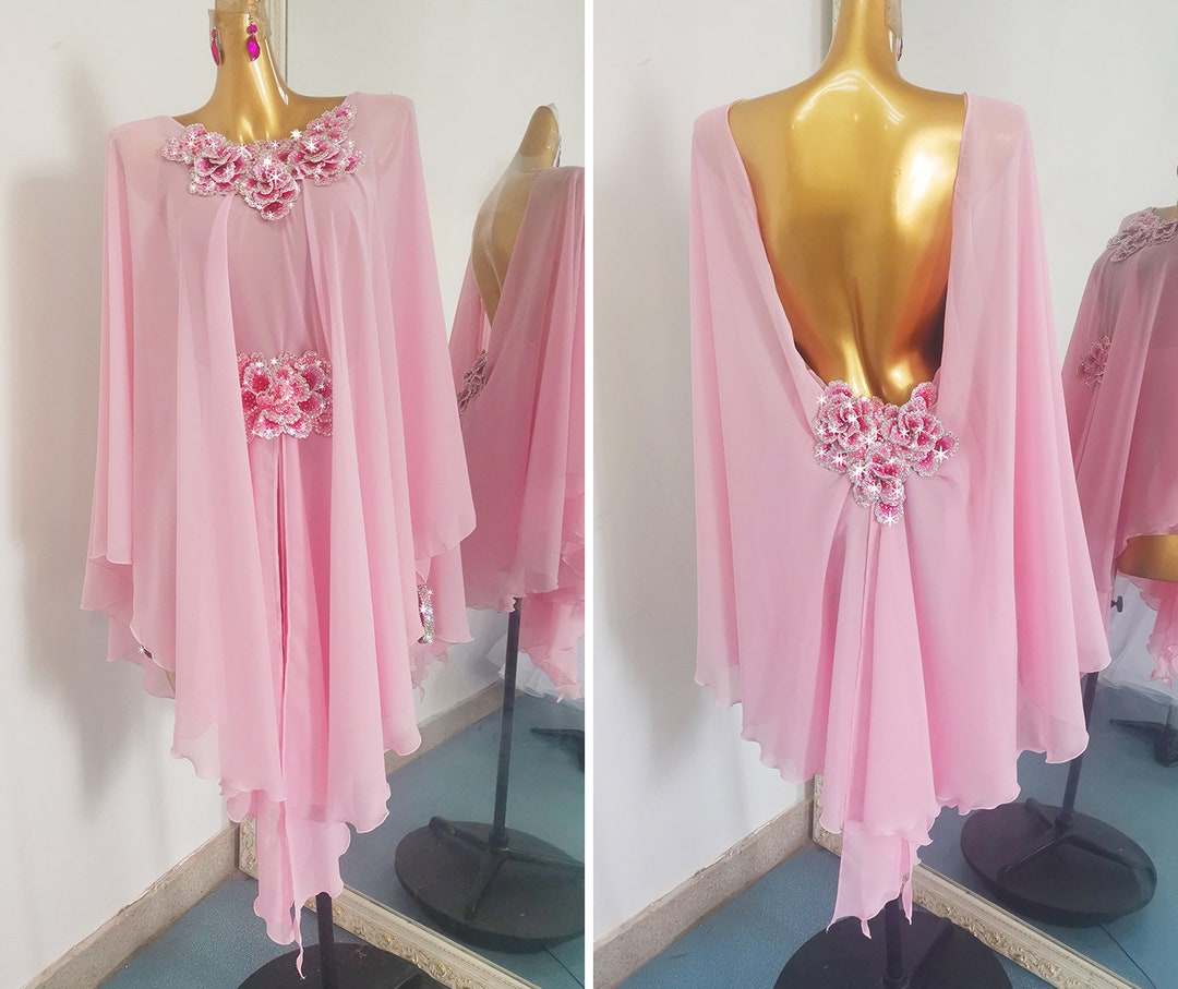 Pink Latin Dress Rhythm Dress With Pink Appliques - Etsy