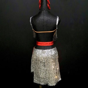 Silver Latin Dance Dress Silver Rhythm Dress With Beaded - Etsy